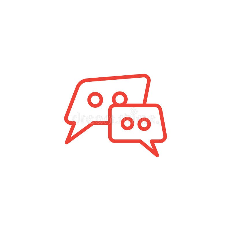 Speech Bubble Line Red Icon on White Background. Red Flat Style Vector ...