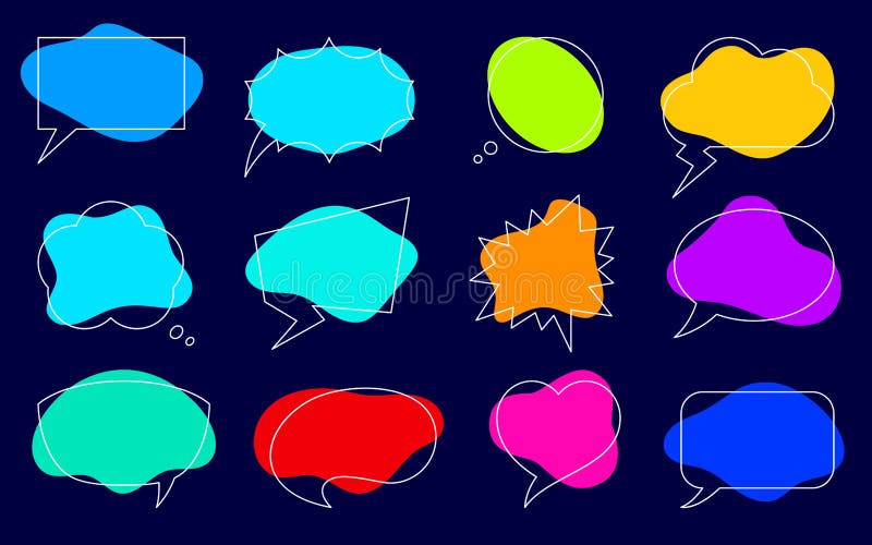 Speech Bubble Dialogue Thought Chat Black Line Set Stock Vector ...