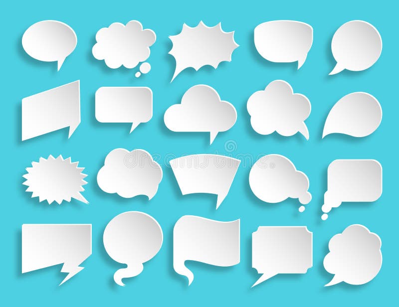 Speech Bubble Message Paper Cut Comic Tag Icon Set Stock Vector ...