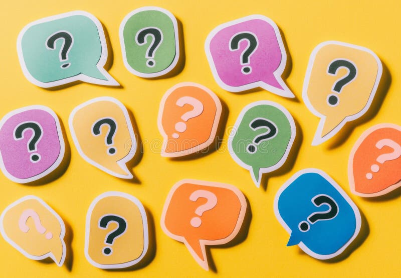 A Speech Bubble with Multiple Question Marks and Copy Space Stock Image ...
