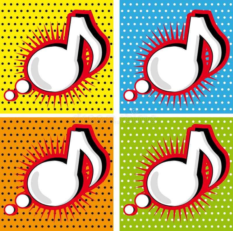 Speech Bubble Music Note in Pop-Art Style Background Stock Illustration ...