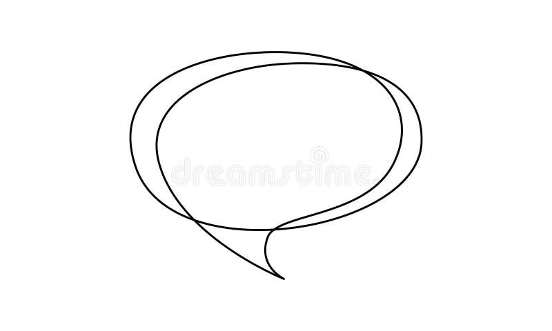Speech Bubble in One Line Drawing. Dialogue Chat Cloud in Simple Linear ...