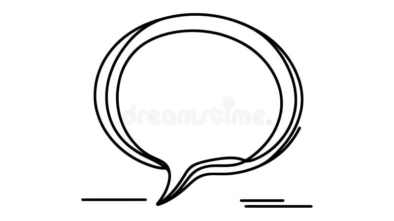 Speech Bubble in One Line Drawing. Dialogue Chat Cloud in Simple Linear ...