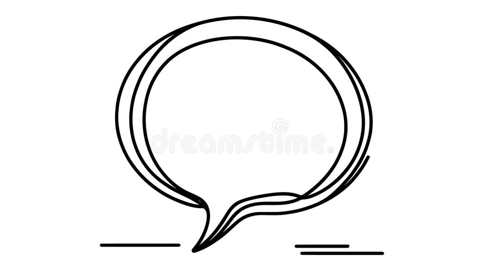 Speech Bubble in One Line Drawing. Dialogue Chat Cloud in Simple Linear ...