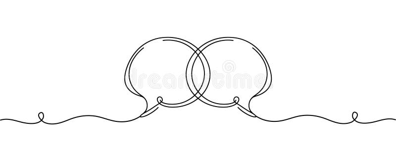 Speech Bubble in One Line Drawing. Dialogue Chat Cloud in Simple Linear ...