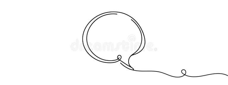 Speech Bubble in One Line Drawing. Dialogue Chat Cloud in Simple Linear ...