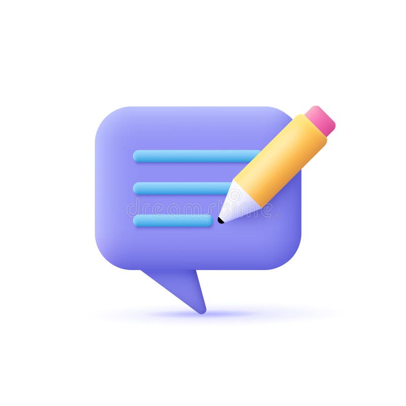 Speech Bubble with Pen. Copywriting, Message Writing, Feedback Concept ...