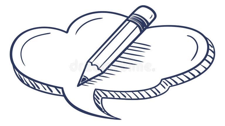 Speech Bubble with Pencil. Communication, Note Taking, Idea Sharing ...