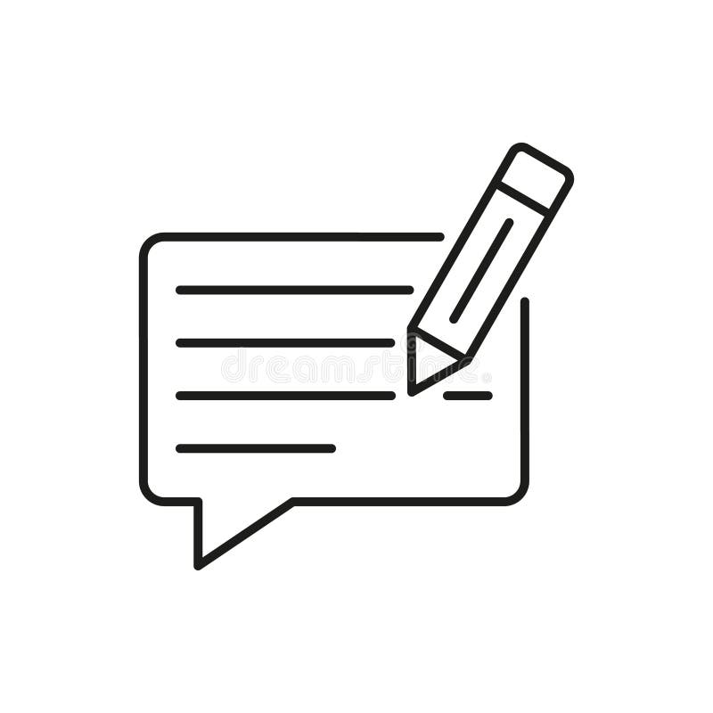 Speech Bubble with Pencil Line Icon. Communication, Feedback, and ...