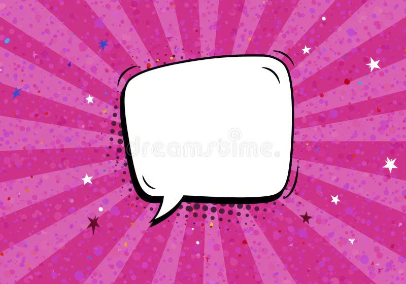 Speech Bubble on Pink Starburst Background for Message Display Stock ...