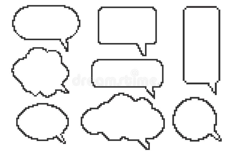 Speech Bubble Pixel Art for Game Chat and Dialogue Message. Retro ...