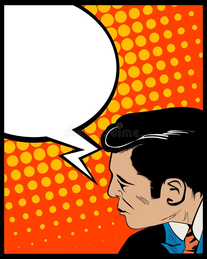 Speech bubble pop art man stock vector. Illustration of blank - 23007993