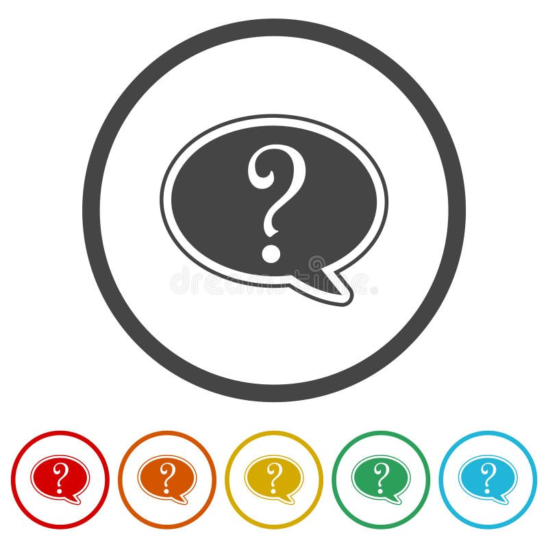 Speech Bubble with Question Mark Icons in Color Circle Buttons Stock ...