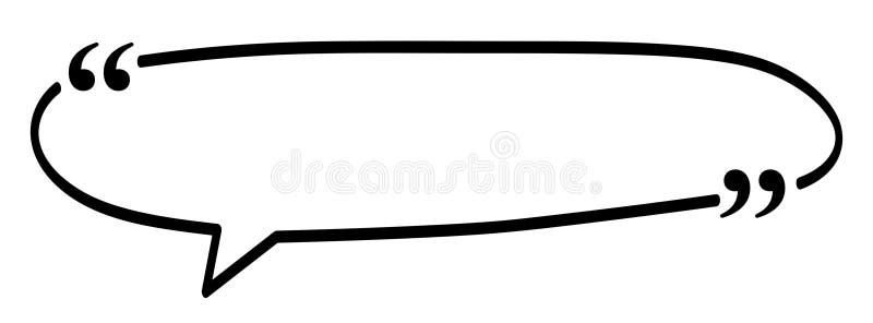 Speech Bubble with Quotation Marks Outline Stock Vector - Illustration ...