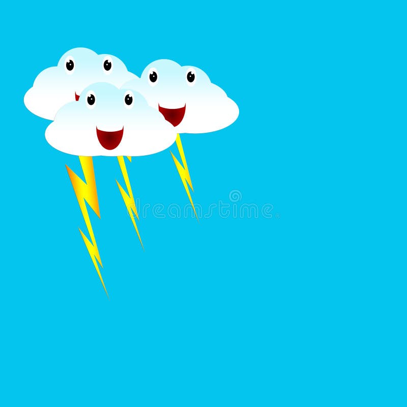 Comic Strip with Rain Clouds and Lightning Stock Illustration ...