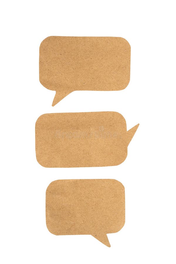 Speech Bubble from Recycled Brown Paper Isolated on White Background ...