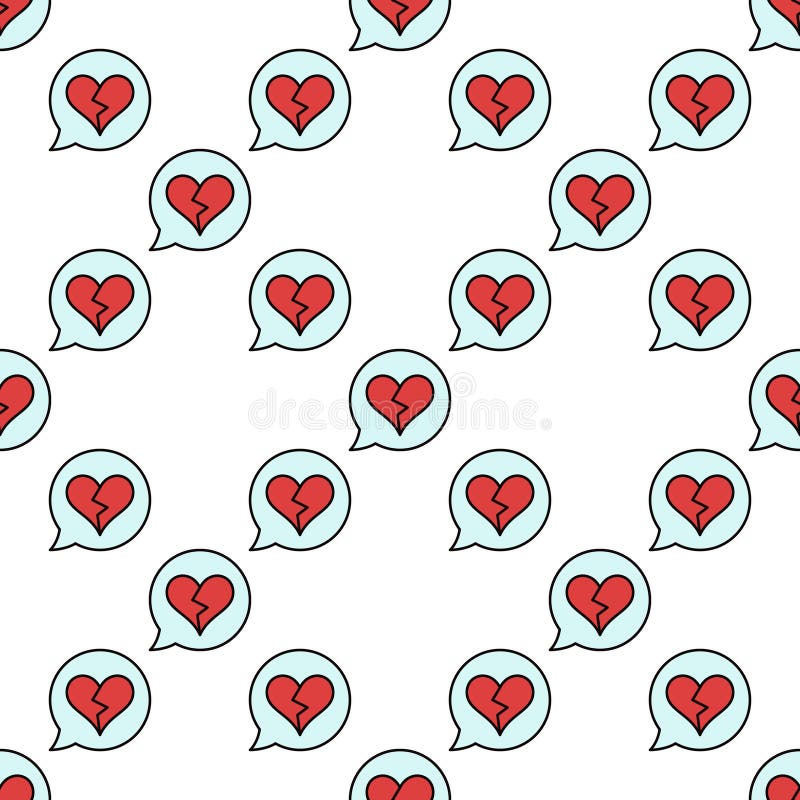 Speech Bubble with Red Broken Heart Vector Seamless Pattern Stock ...