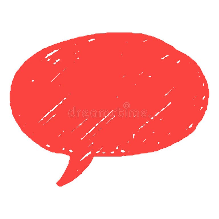 Speech Bubble Red Oval Blank, Vector Cartoon Crayon Communication Comic ...