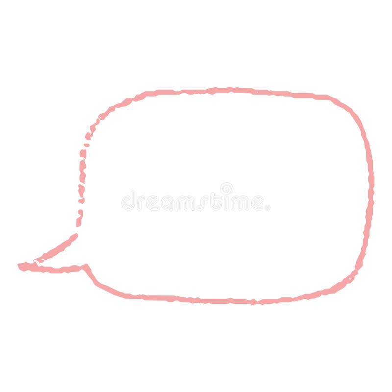 Speech Bubble Red Pastel Color, Vector Cartoon Crayon Communication ...