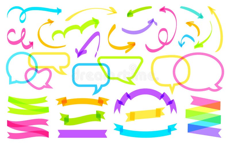 Speech Bubble Ribbon Arrow Text Banner Vector Set Stock Vector ...