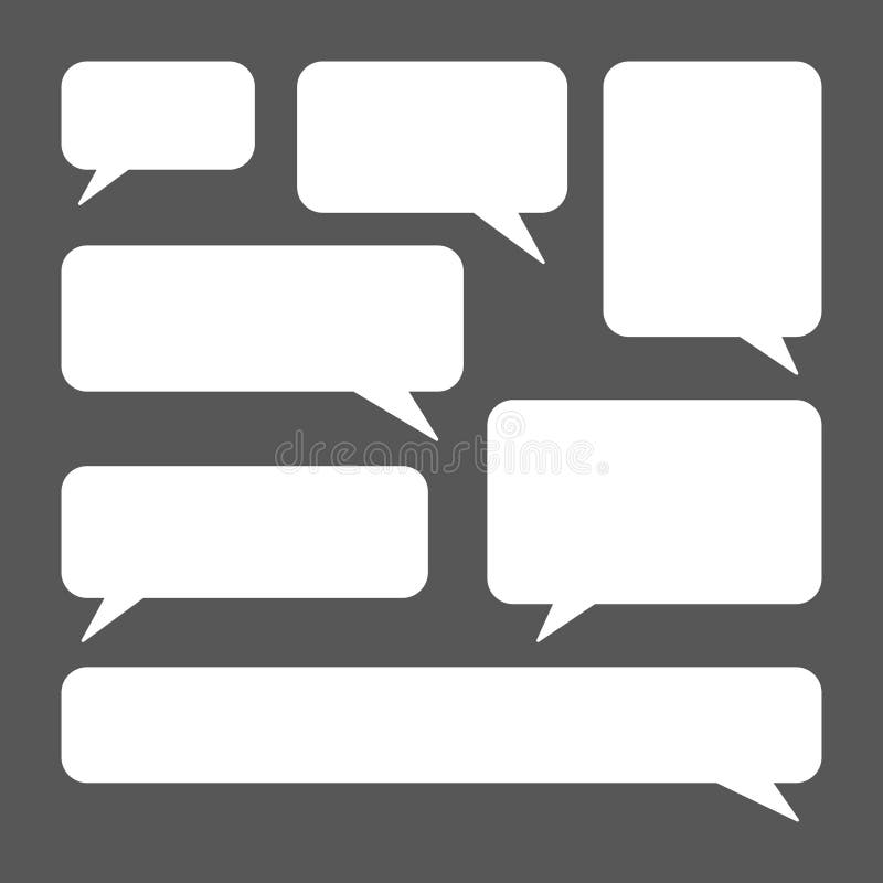 Set of White Classic Square Speech Bubbles on Grey Background Stock ...