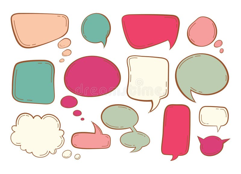 Speech Bubble Set. Color Talk Bubble Text, Chat Box, in Retro Style ...