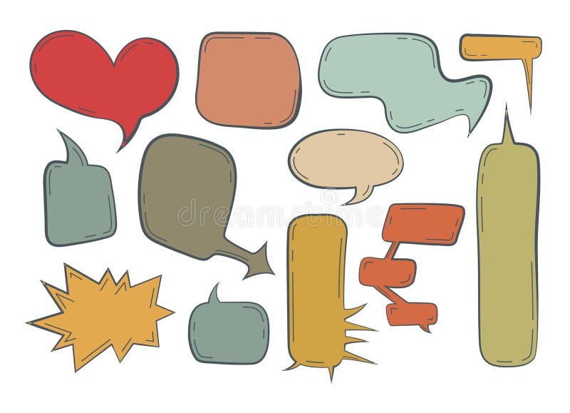 Speech Bubble Set. Color Talk Bubble Text, Chat Box, in Retro Style ...