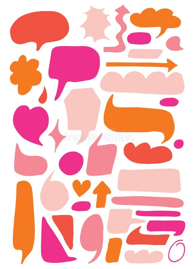 Speech Bubble Set. Color Talk Bubble Text, Chat Box, in Retro Style ...