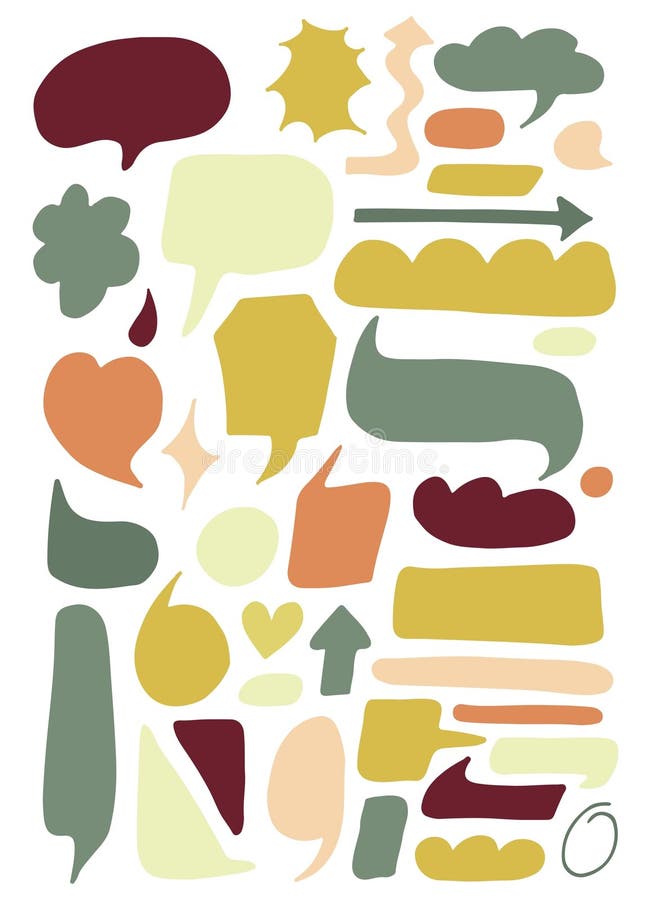 Speech Bubble Set. Color Talk Bubble Text, Chat Box, in Retro Style ...