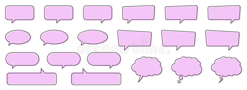Speech Bubble Set in Pink. Flat Pink Communication Bubbles. Text, Chat ...