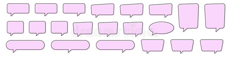 Speech Bubble Set in Pink. Flat Pink Communication Bubbles. Text, Chat ...