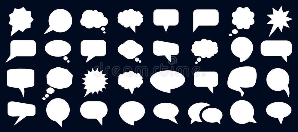 Different Empty Comic Speech Discussion Bubble Icons Stock ...