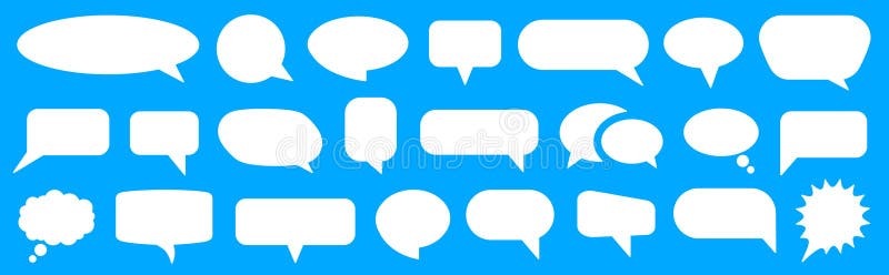 Speech Bubble Set, White Cartoon Text Box, Text Balloon, Different ...