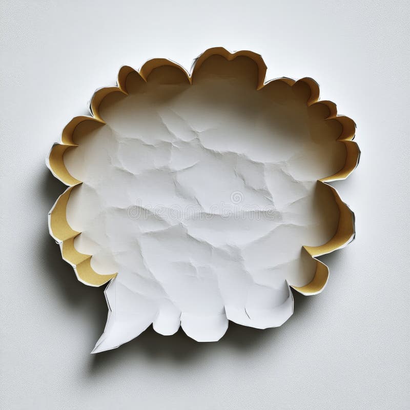 Textured Paper Speech Bubble with a Torn Orange Border on a White ...