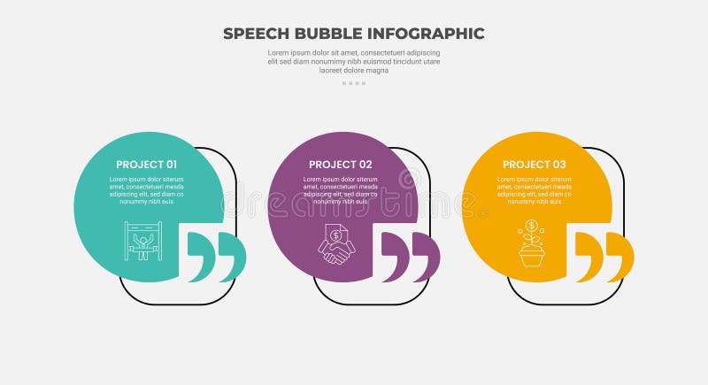 Speech Bubble Shape Infographic Outline Style with 3 Point Template ...