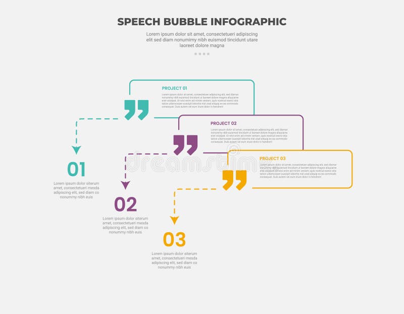 Speech Bubble Shape Infographic Outline Style with 3 Point Template ...