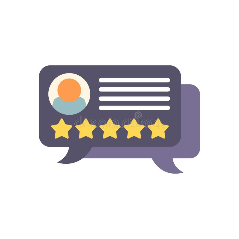 Speech Bubble Showing Five Star Feedback from Customer Review Stock ...