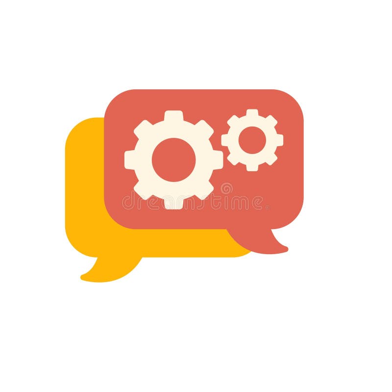 Speech Bubble Showing Gears Communicating Business Solutions Concept ...