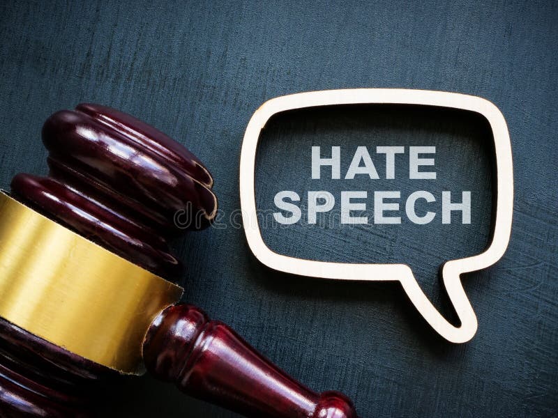 Speech Bubble with Sign Hate Speech and a Gavel. Stock Image - Image of ...
