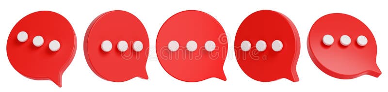Speech Bubble Signs Set. Red Dialog Clouds with Dots. 3D Rendering ...