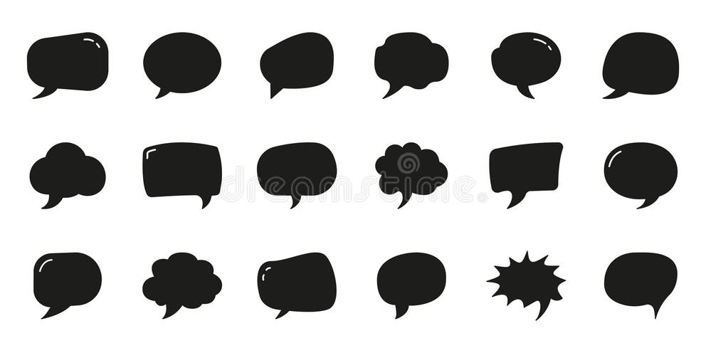 Speech Bubble Solid Icon Set. Chat, Dialogue and Message Silhouette Symbol Stock Illustration ...