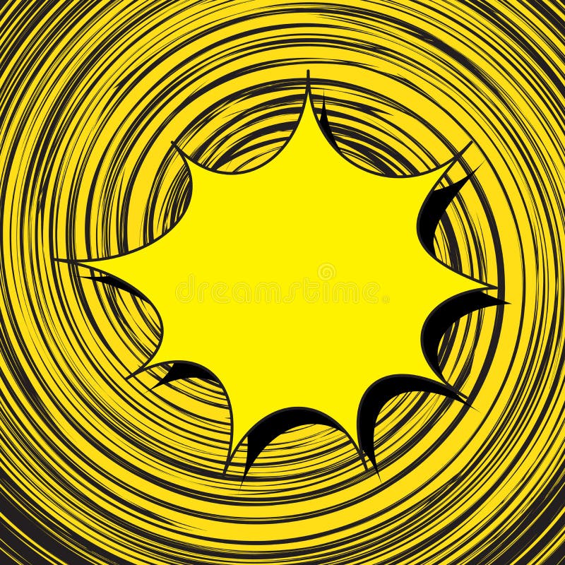 Speech Bubble on Spirally Twisted Lines Background. Black-yellow Color ...
