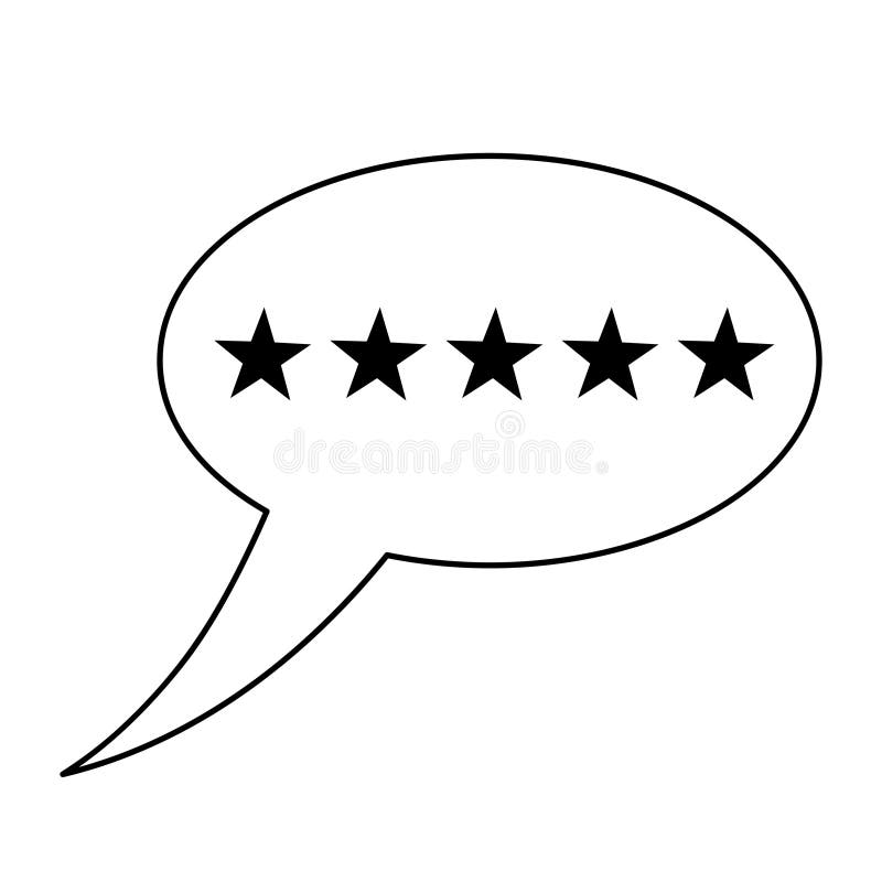 Speech Bubble with Stars Linear Icon. Rate, Client Review, Comment or ...