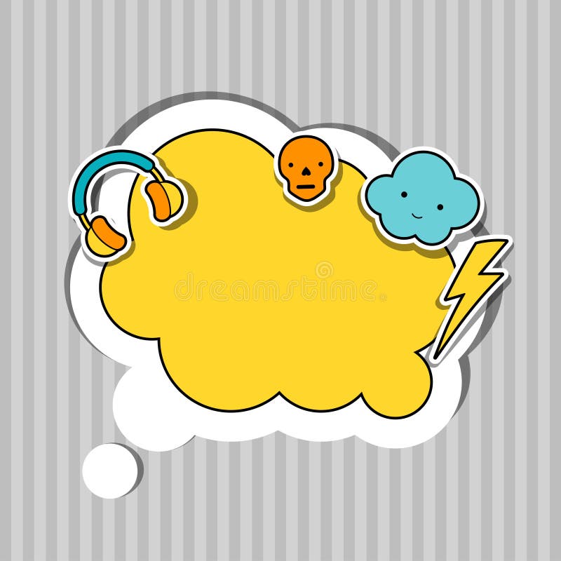 Speech Bubble with Sticker Kawaii Doodles Stock Vector - Illustration ...