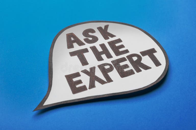 Speech Bubble Sticker with Phrase Ask the Expert on Light Blue ...