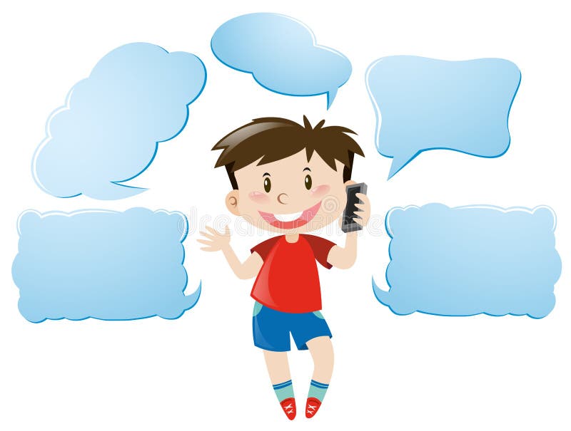 Speech Bubble Template with Boy on the Phone Stock Illustration ...