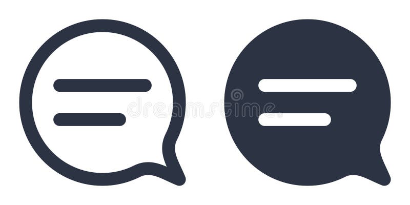Speech Bubble or Text Message Simple Icons Set Designed in Filled and ...