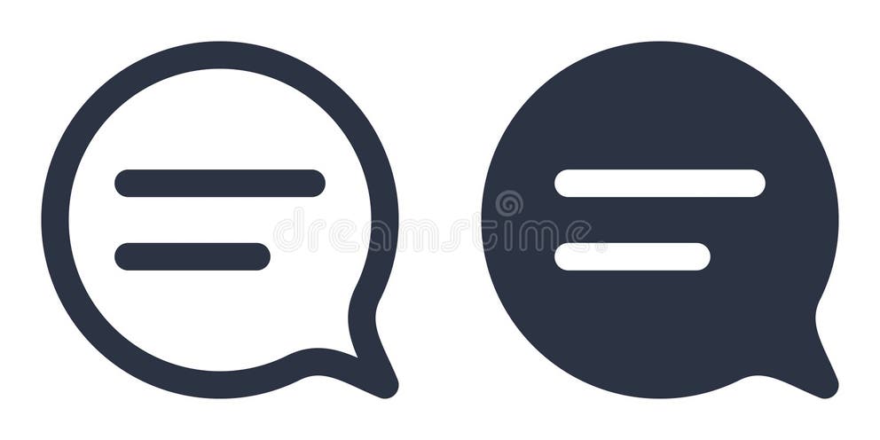Speech Bubble or Text Message Simple Icons Set Designed in Filled and ...