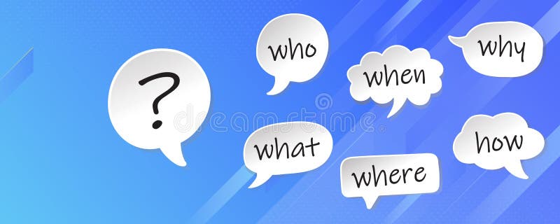 Speech Bubble with Text Questions Who What Where when Why How and ...