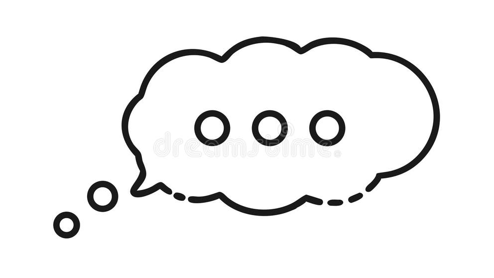 Speech Bubble Thought Cloud Icon with Ellipses for Thinking or Message ...